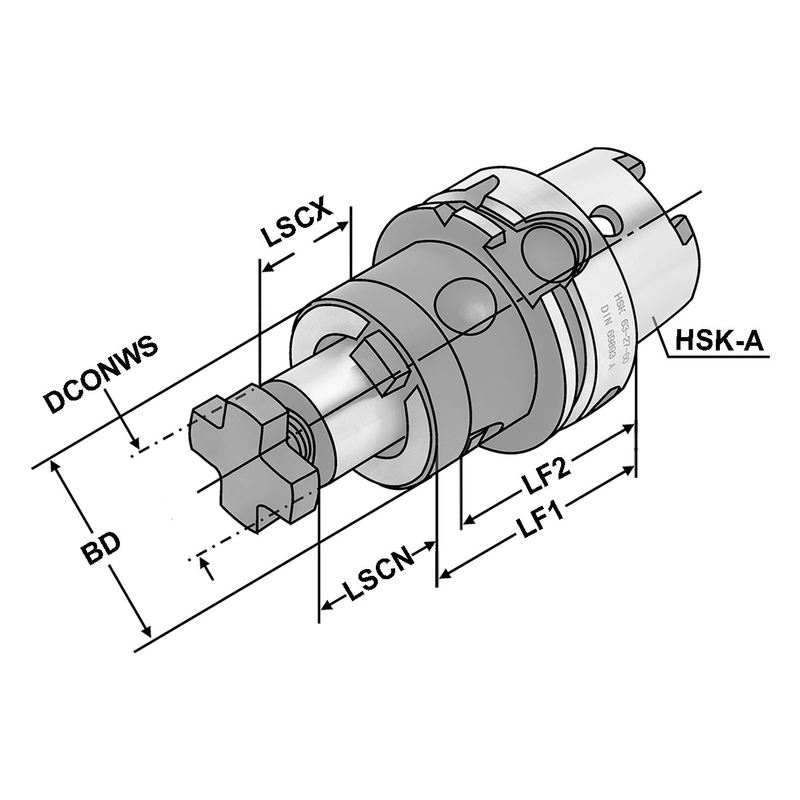 Kombi-Aufsteckdorn HSK 100-16-100 DIN 69893-A | Dieter Schätzle GmbH ...